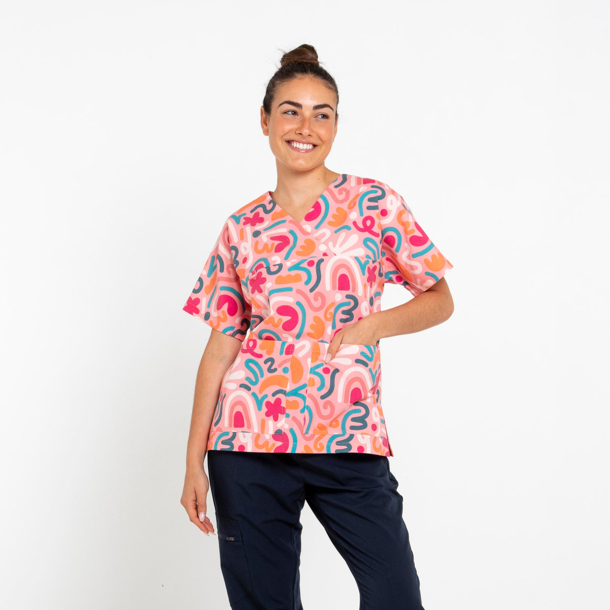 Twirly Scrub Top | Pink – Scrub Tops Australia