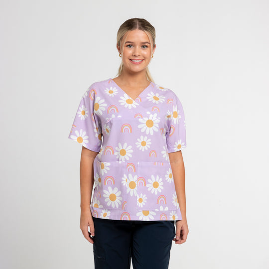 Daisy Scrub Top | Lilac – Scrub Tops Australia