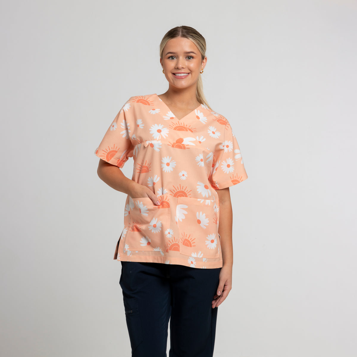 Spring Scrub Top | Peach – Scrub Tops Australia
